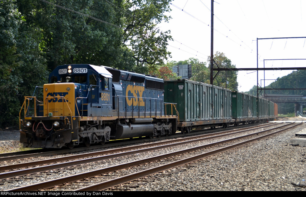 For the third time on the same train, CSX SD40-2 8801 leads Q706-08 east